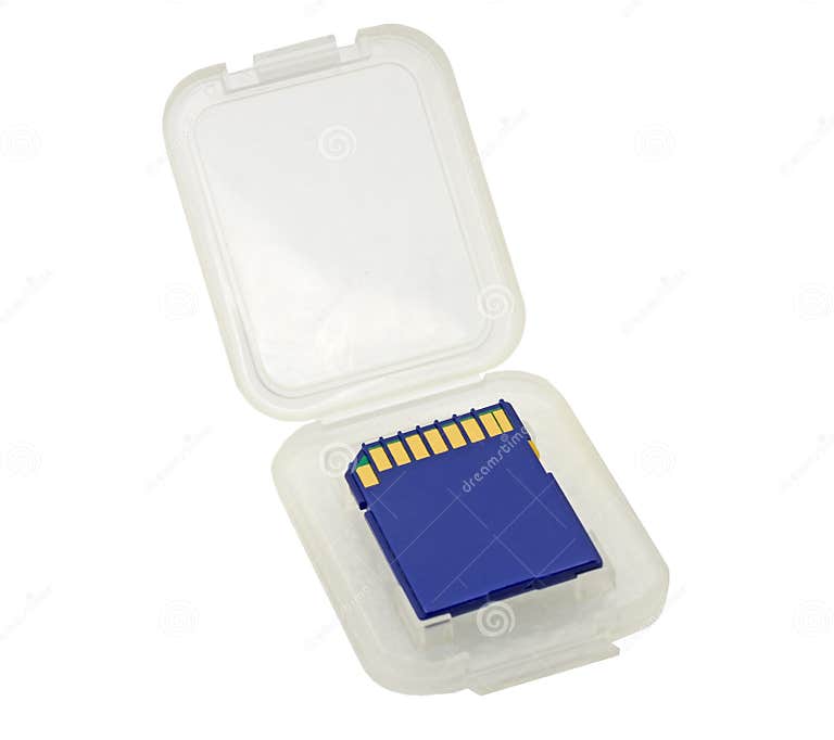 SD Memory Card in Plastic Case Isolated on White Stock Image - Image of ...