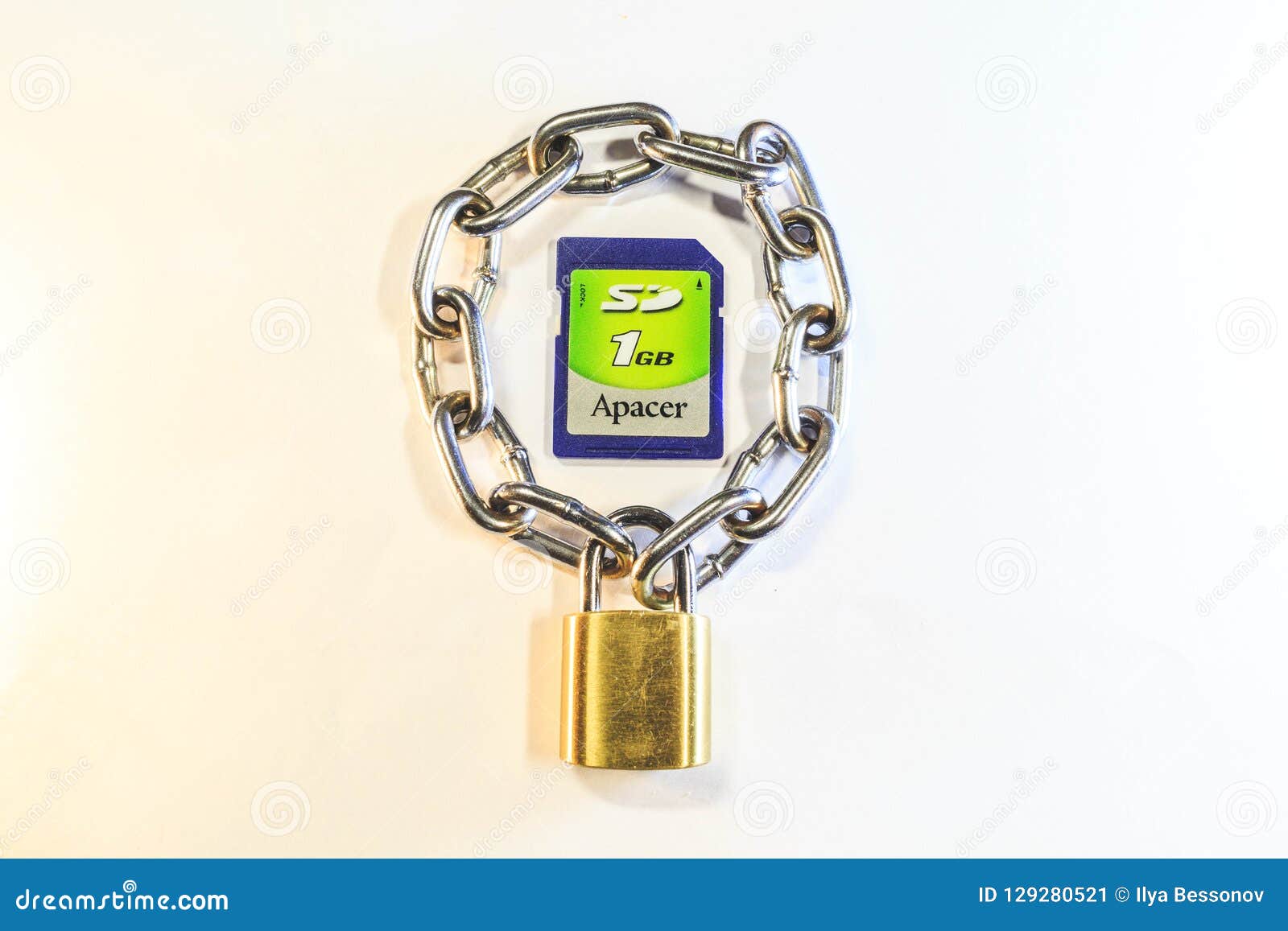Sd Memory Card Protected by a Lock with a Chain Editorial Photo - Image ...