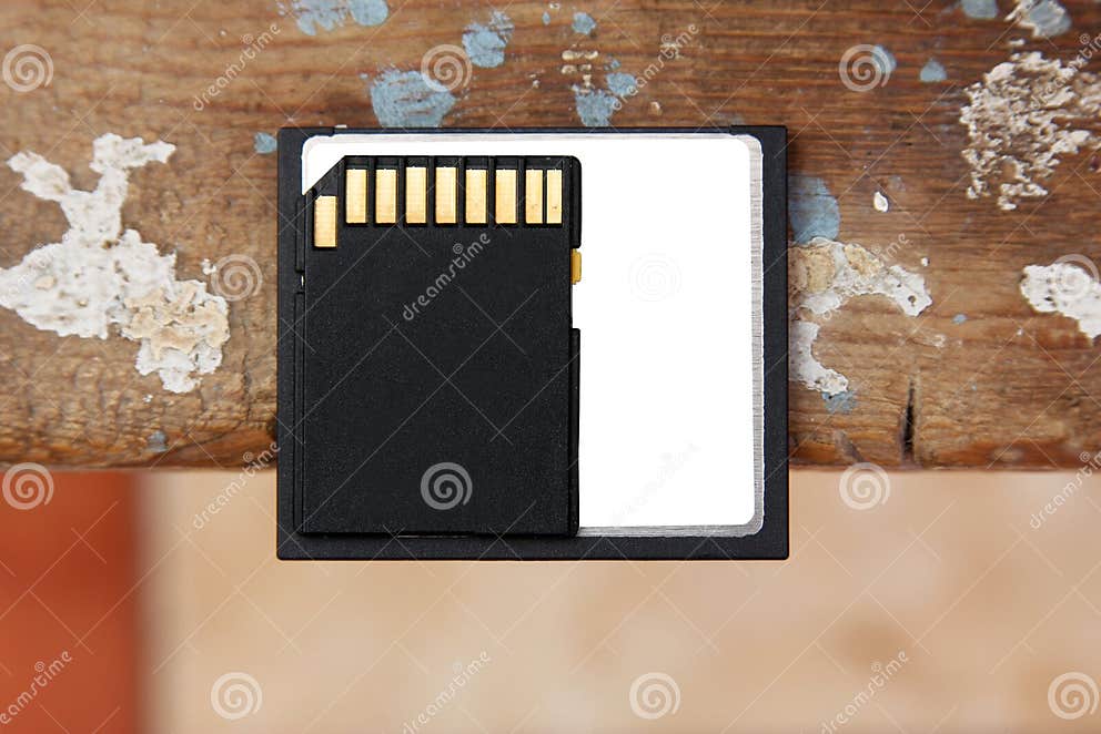 Sd Memory with Compact Flash Card Stock Photo - Image of wooden ...