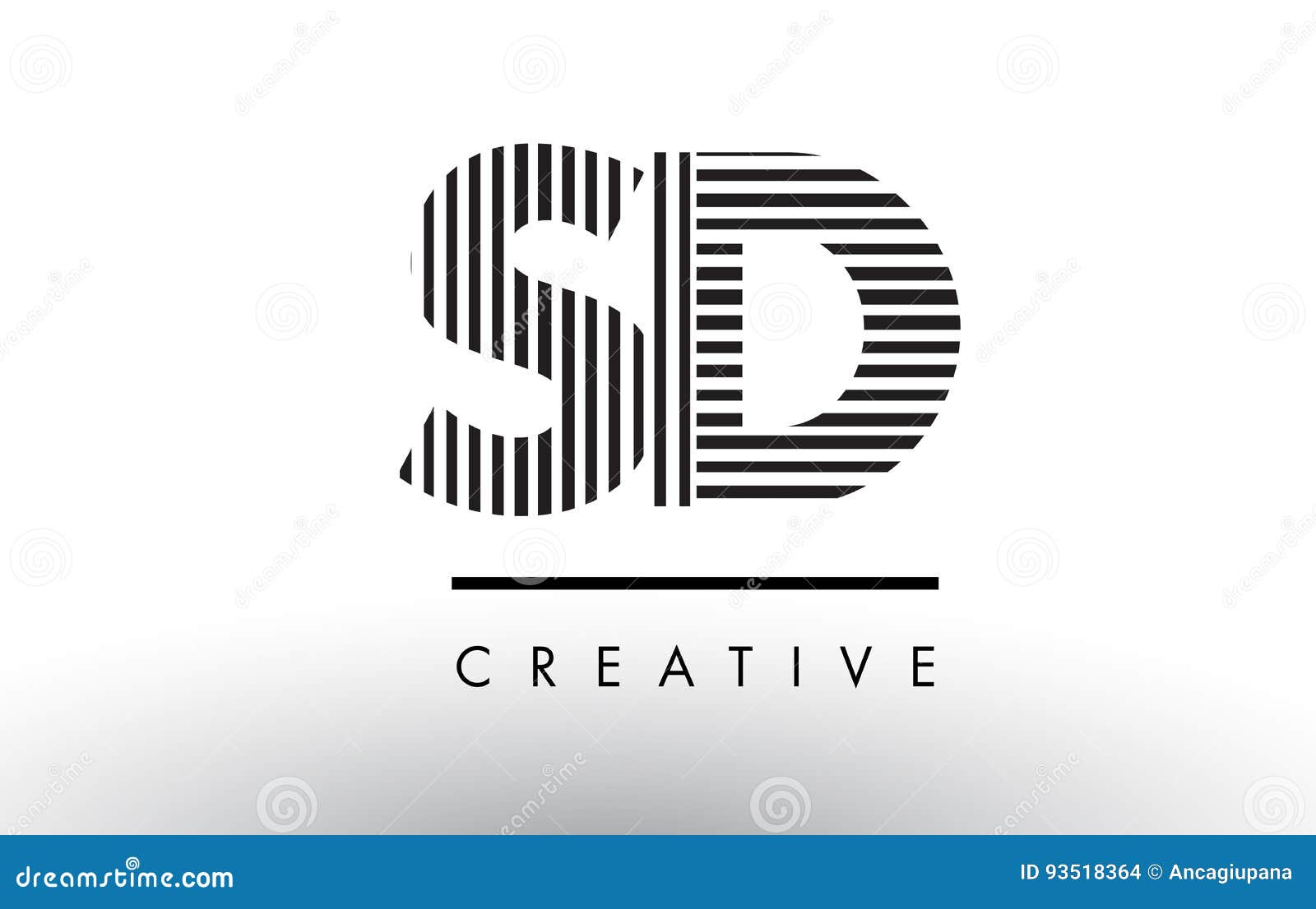 SD S D Black and White Lines Letter Logo Design. Stock Vector ...
