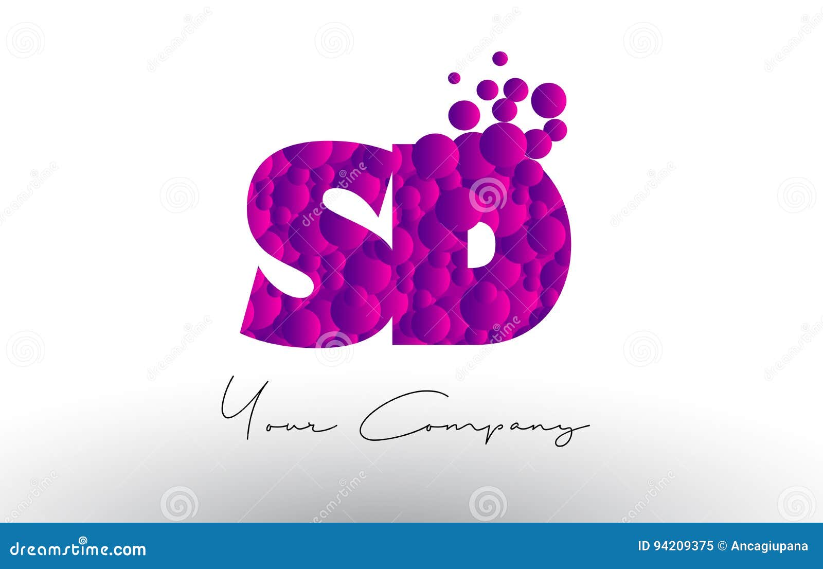 SD S D Dots Letter Logo with Purple Bubbles Texture. Stock Vector ...