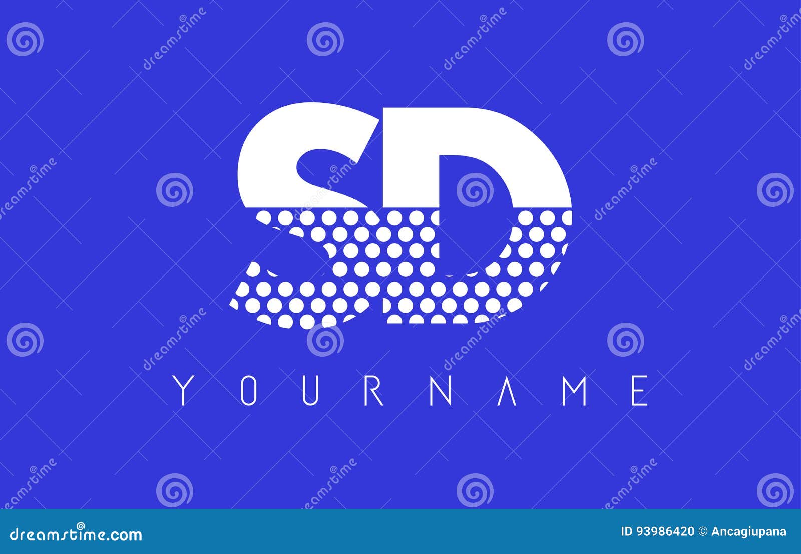 SD S D Dotted Letter Logo Design with Blue Background. Stock Vector ...