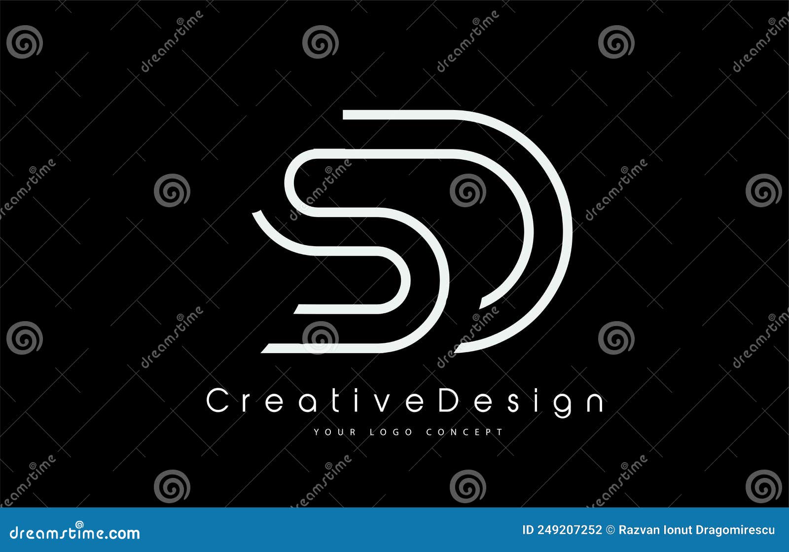 SD S D Letter Logo Design in White Colors Stock Vector - Illustration ...
