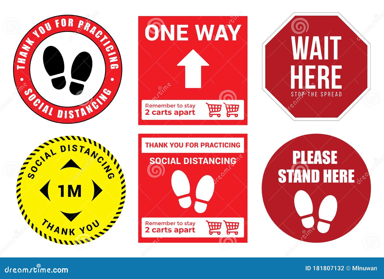 Collection of Social Distancing Graphic Signs Stock Vector ...