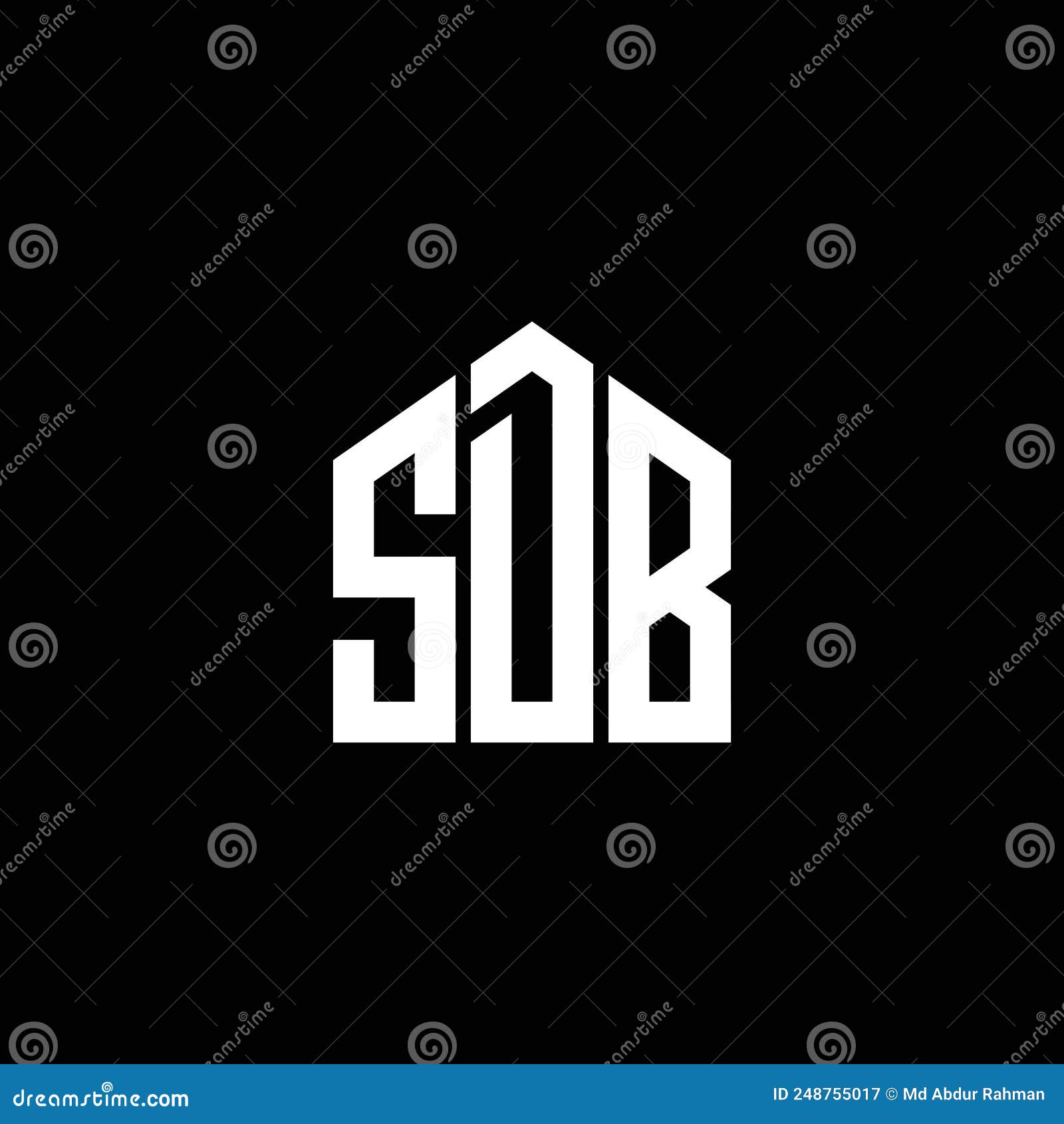 SDB Letter Logo Design on BLACK Background. SDB Creative Initials ...