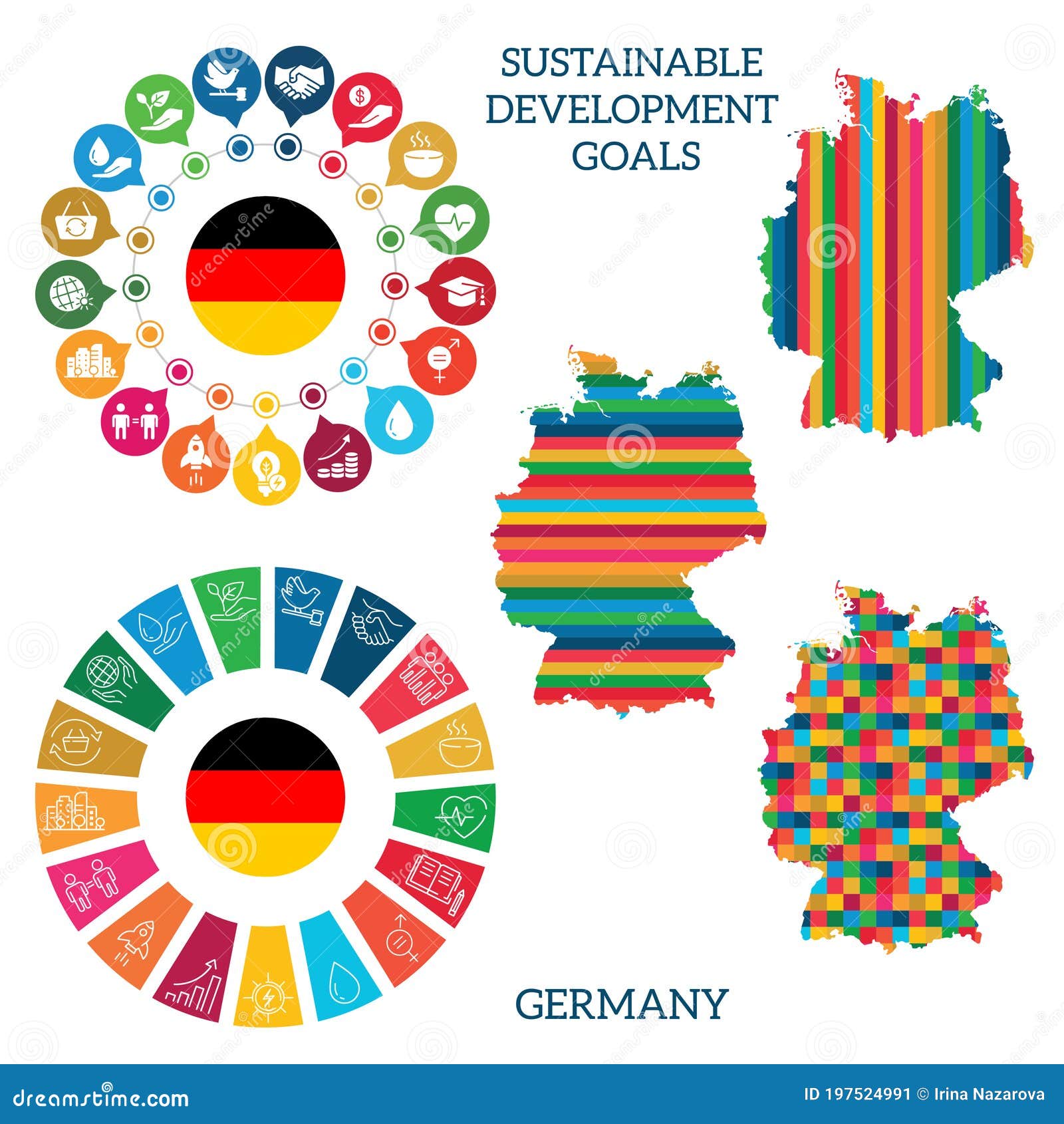 Germany. Sustainable Development Goals. Icons Set Stock Vector ...