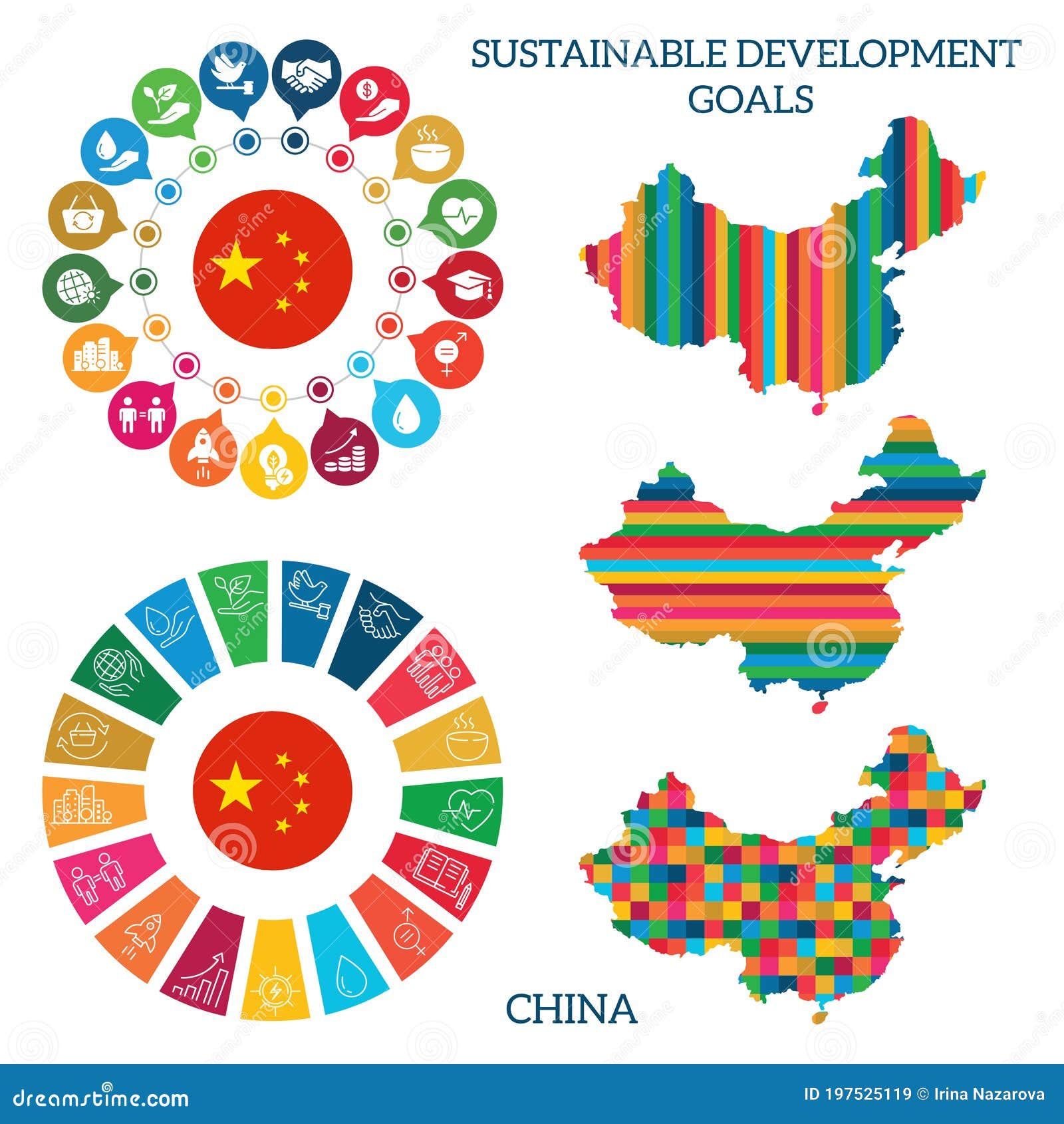 China. Sustainable Development Goals. Icons Set Stock Vector ...