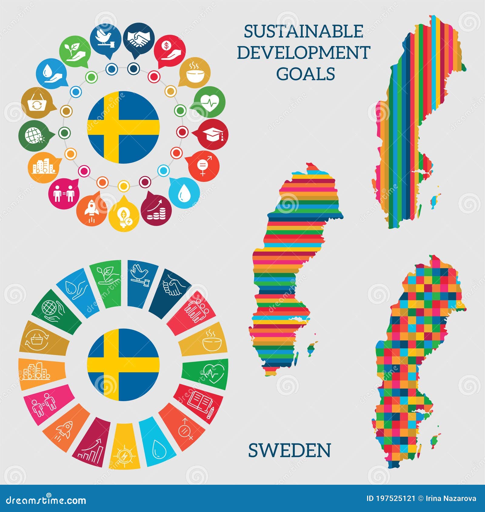Sweden. Sustainable Development Goals. Icons Set Stock Vector ...