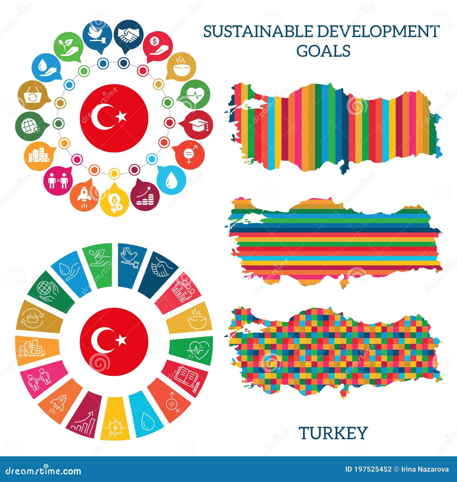 Turkey. Sustainable Development Goals. Icons Set Stock Illustration ...