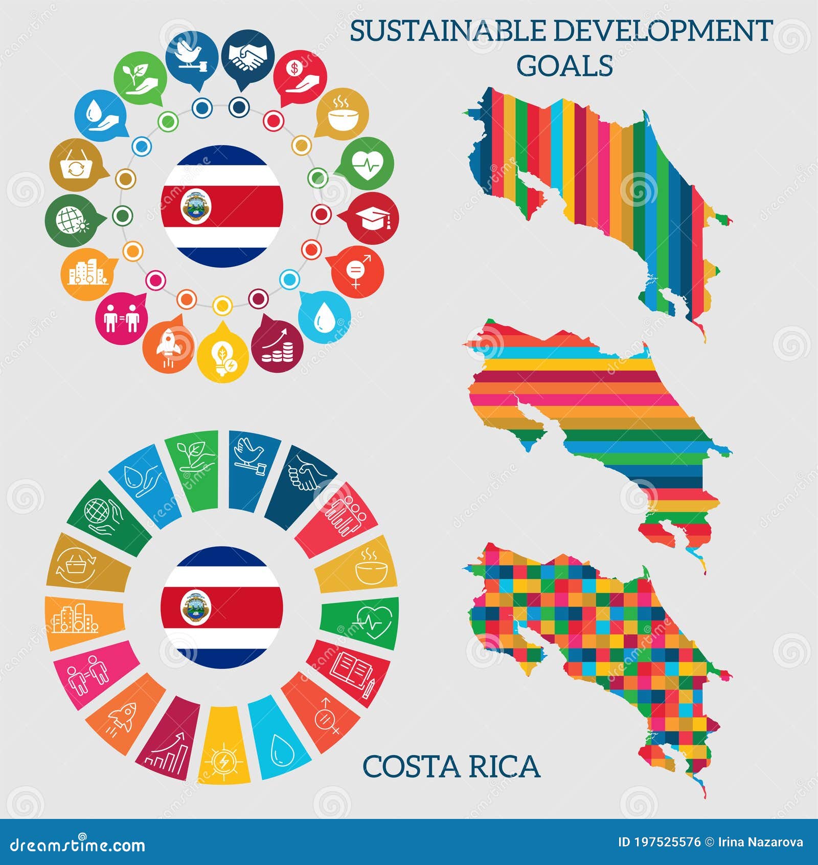 Costa Rica. Sustainable Development Goals. Stock Vector - Illustration ...