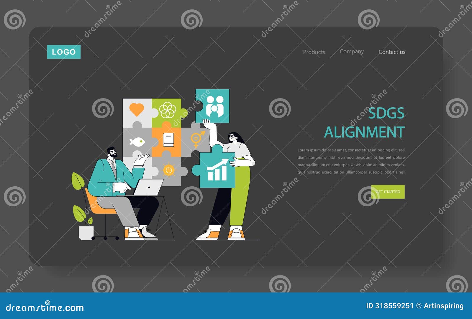 SDGs Alignment Concept Vector Illustration Stock Vector - Illustration ...