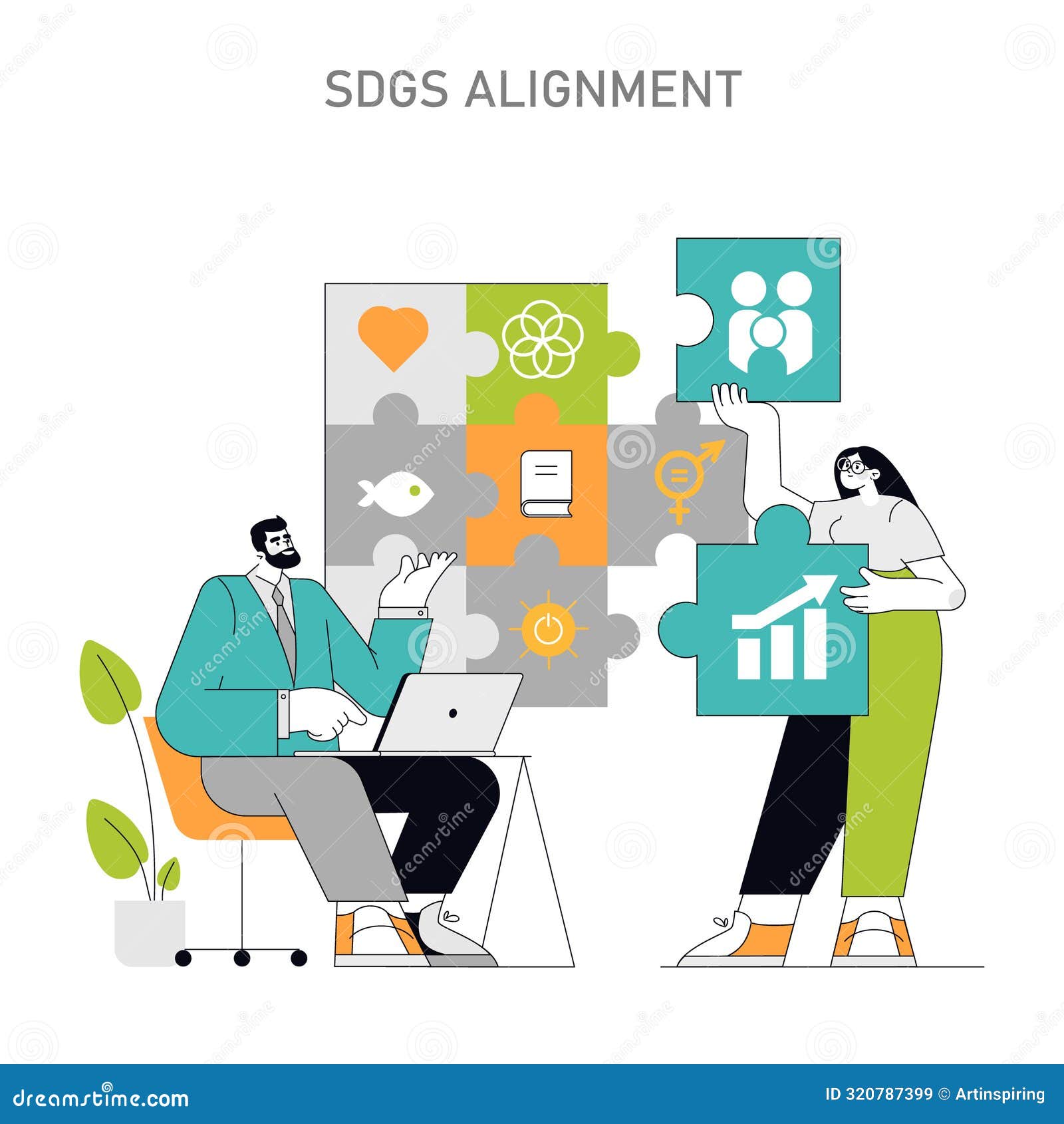SDGs Alignment Concept Vector Illustration Stock Vector - Illustration ...