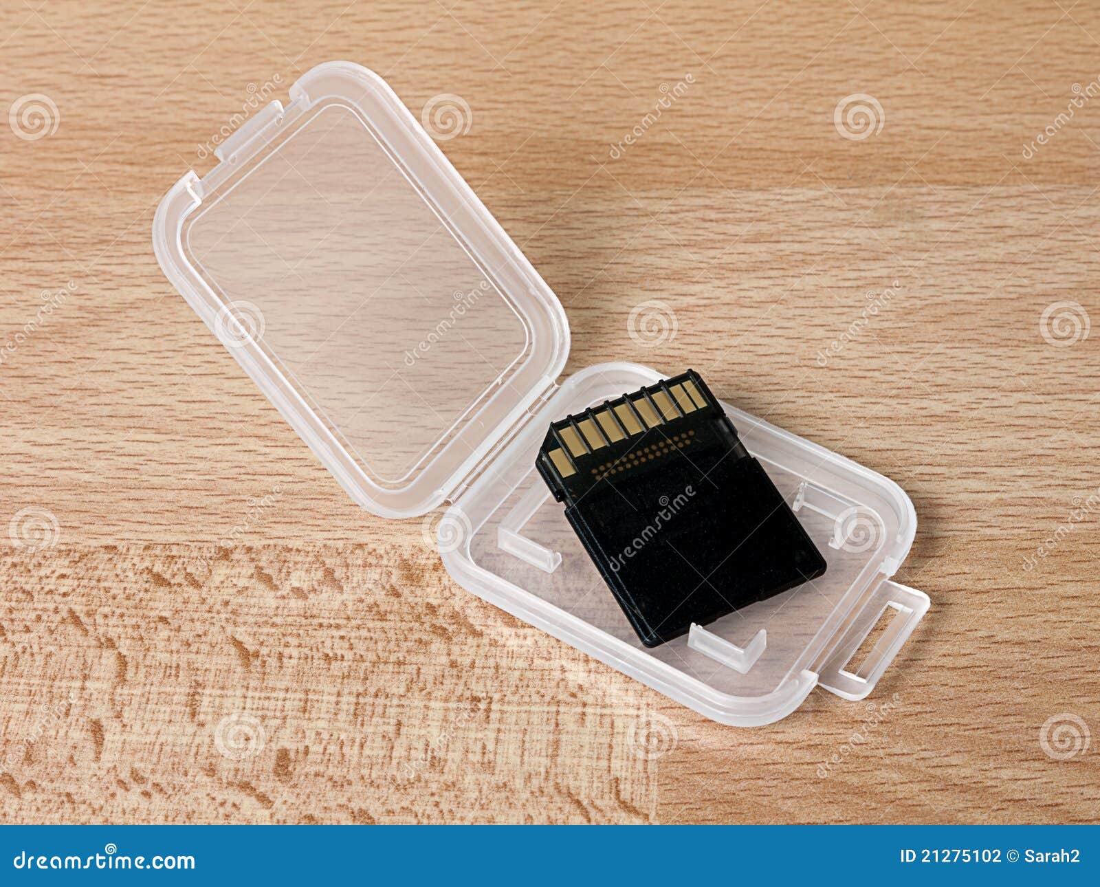 SDHC Memory Card in Plastic Container on Desk Stock Photo - Image of ...