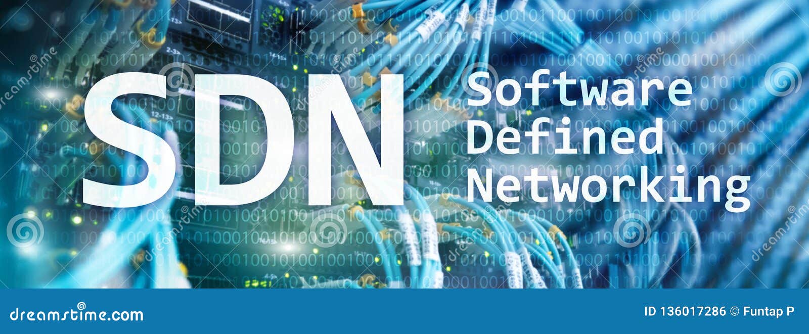 Sdn Software Defined Networking Concept On Modern Server Room Background Stock Illustration