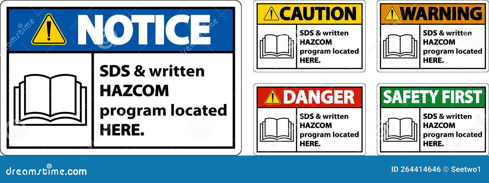 SDS and HazCom Located Here Sign on White Background Stock Vector ...