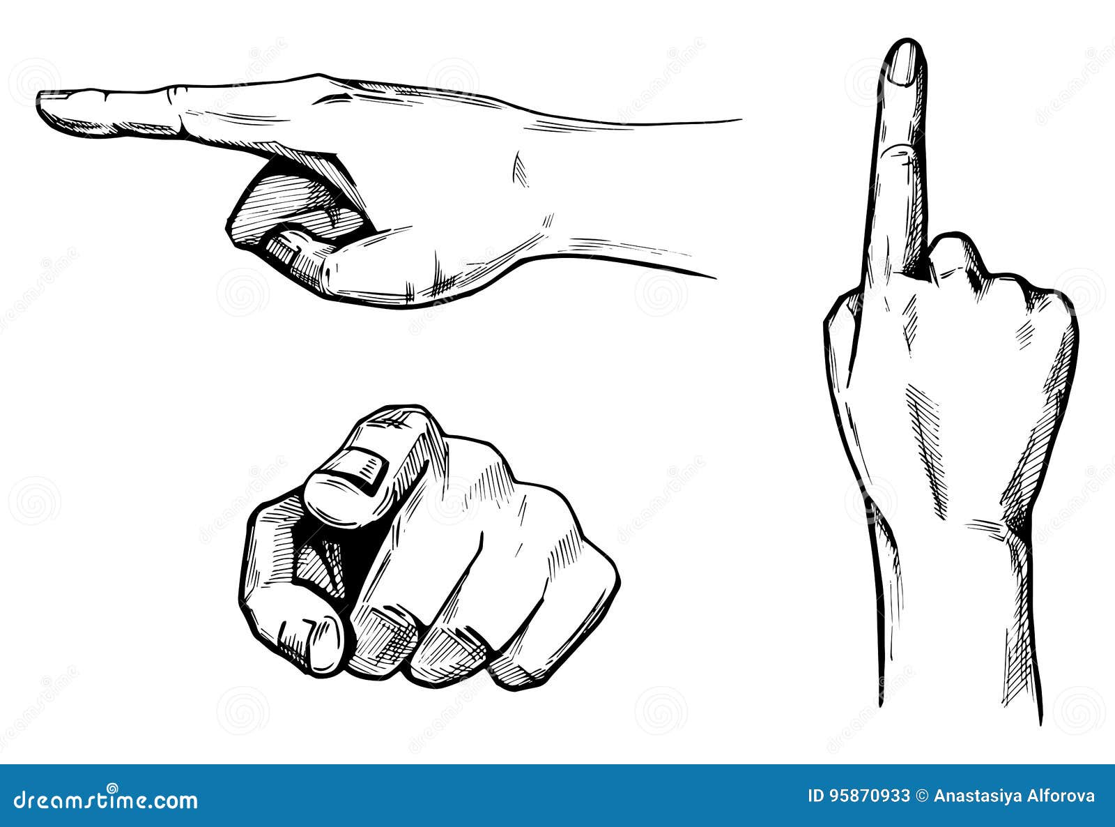 Señalando Las Manos Fijadas Ilustración del Vector - Ilustración de ...