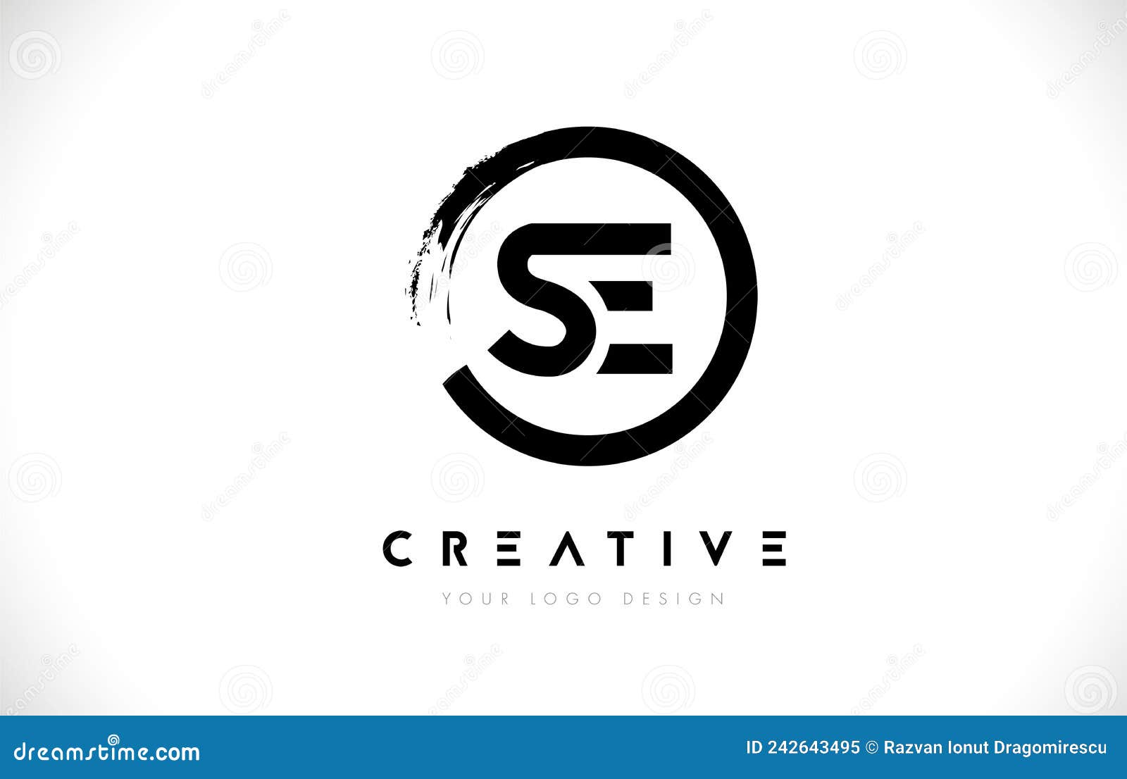 SE Letter Logo with Circle Brush Design and White Background Stock ...