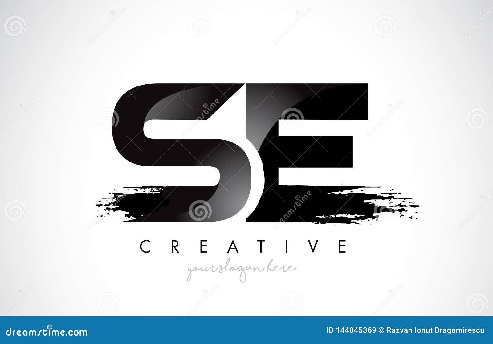 SE Letter Design with Brush Stroke and Modern 3D Look Stock Vector ...
