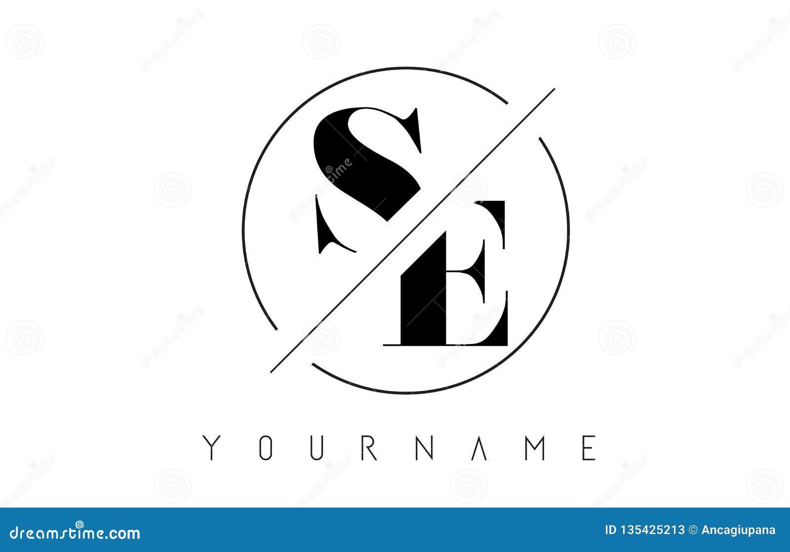 SE Letter Logo with Cutted and Intersected Design Stock Vector ...