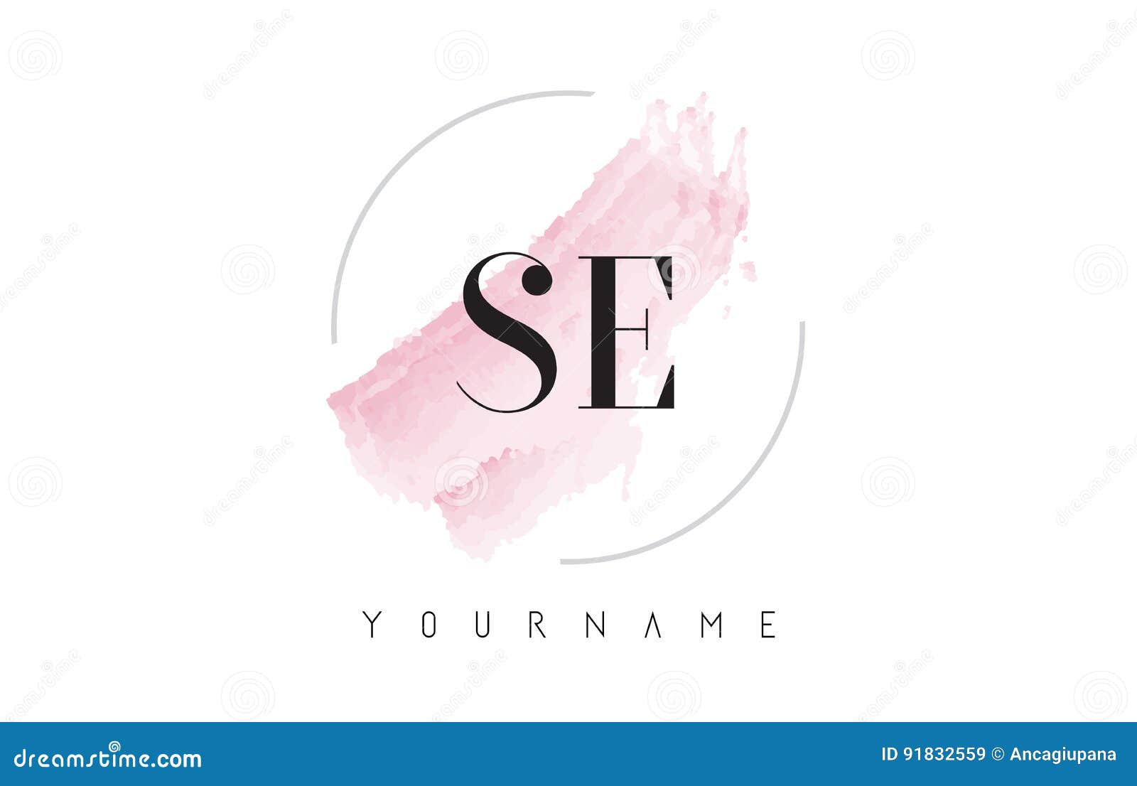 SE S E Watercolor Letter Logo Design with Circular Brush Pattern Stock ...