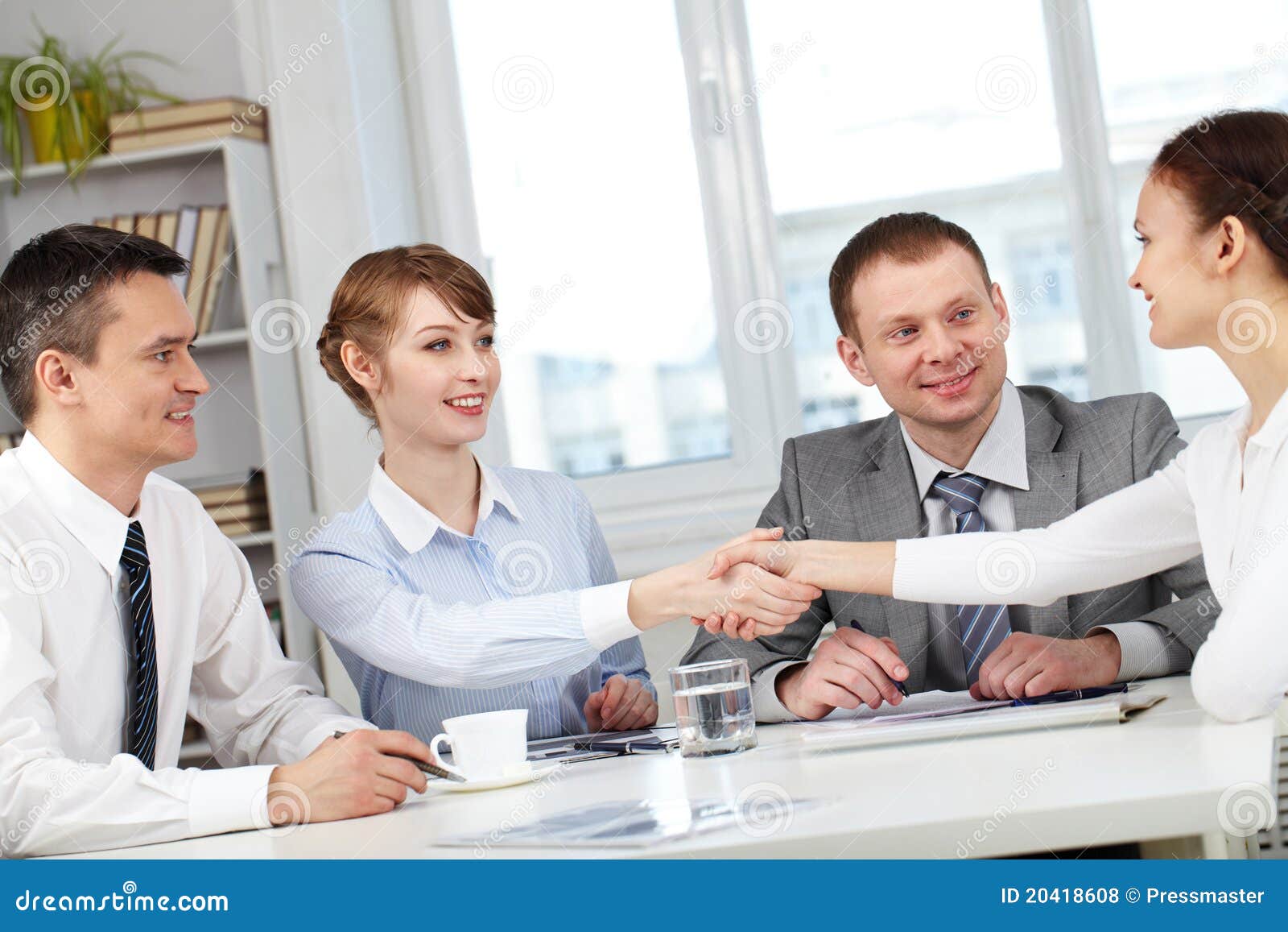 Se serrer la main photo stock. Image du beau, businesswoman - 20418608