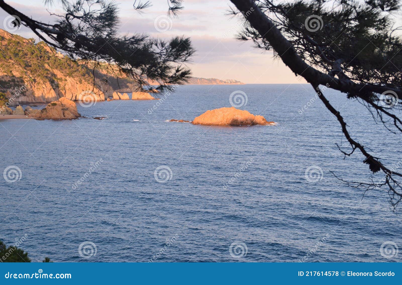 Sea â€‹â€‹view at sunset stock photo. Image of sunset - 217614578