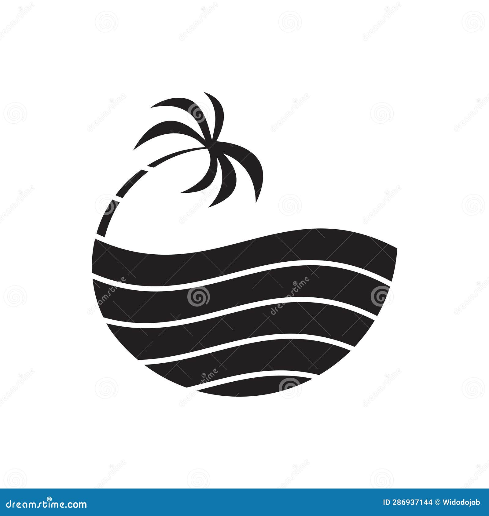 Sea â€‹â€‹wave with Palm Tree Logo Design Vector Illustration Stock ...