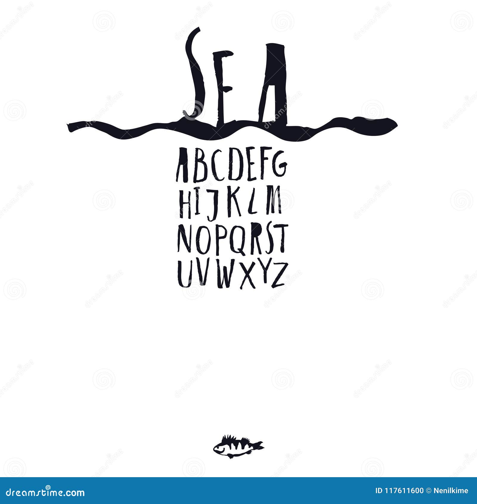 Sea Alphabet Vector Illustration Sketch Style Hand Drawn Stock Vector ...