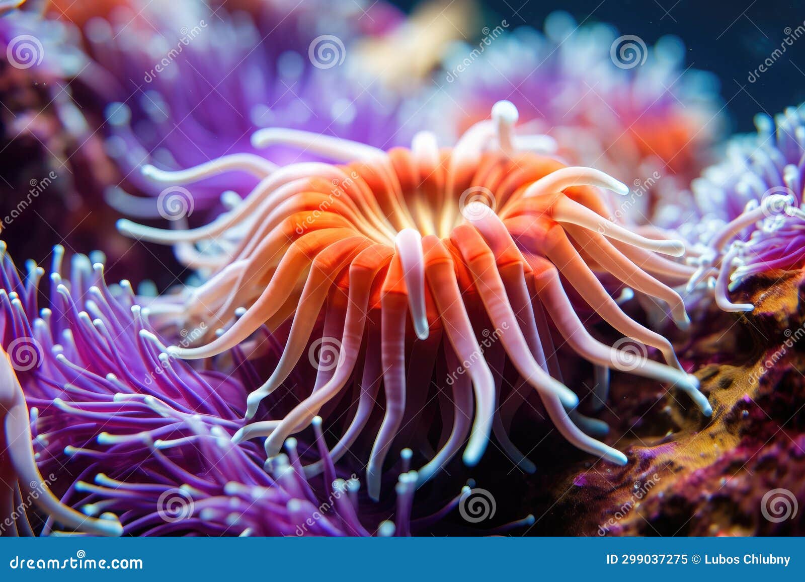 Sea Anemone on a Coral Reef in the Ocean Stock Image - Image of wild ...