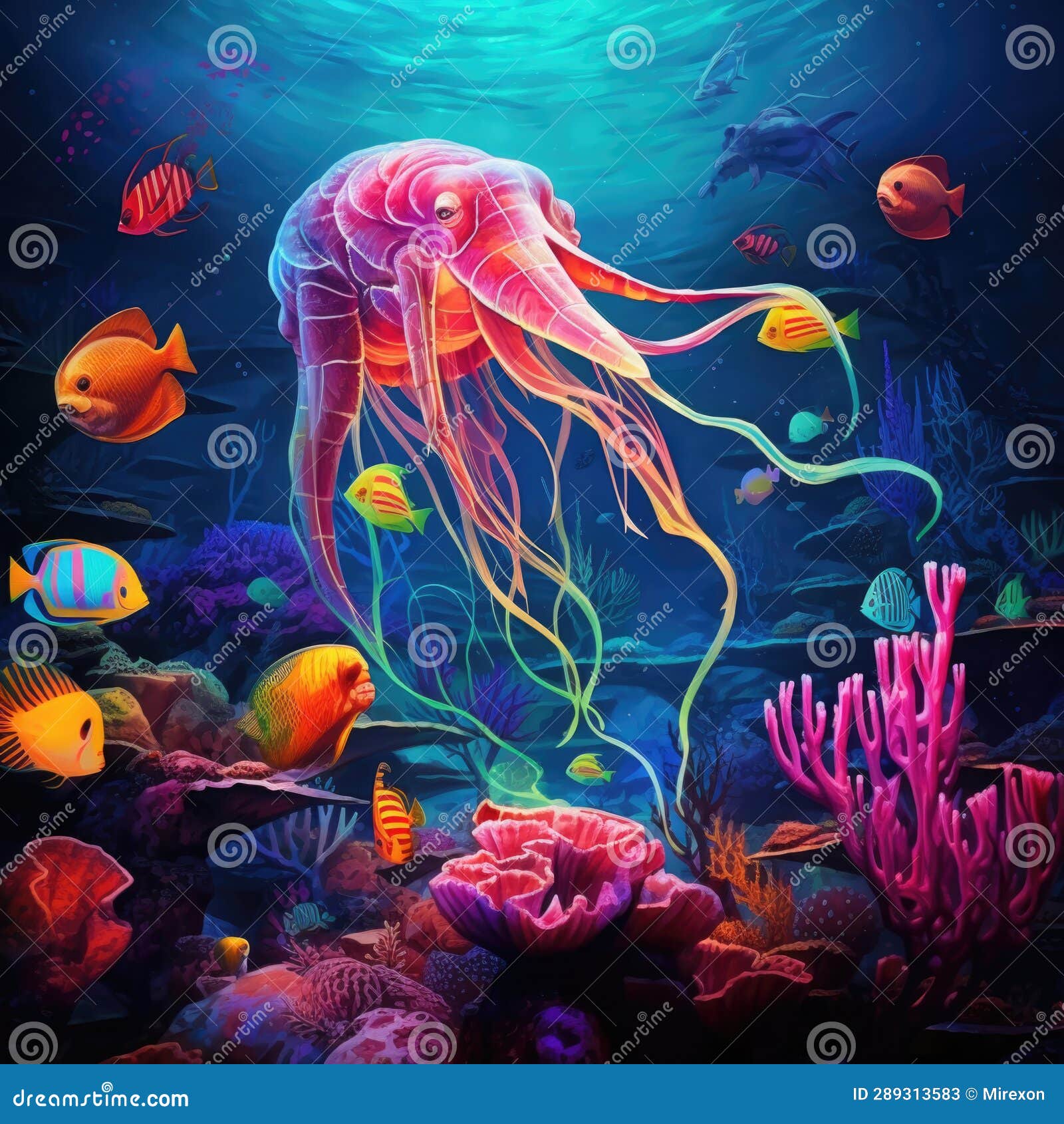 Sea Animal Swim Underwater. Underwater Sea Animal Stock Image - Image ...