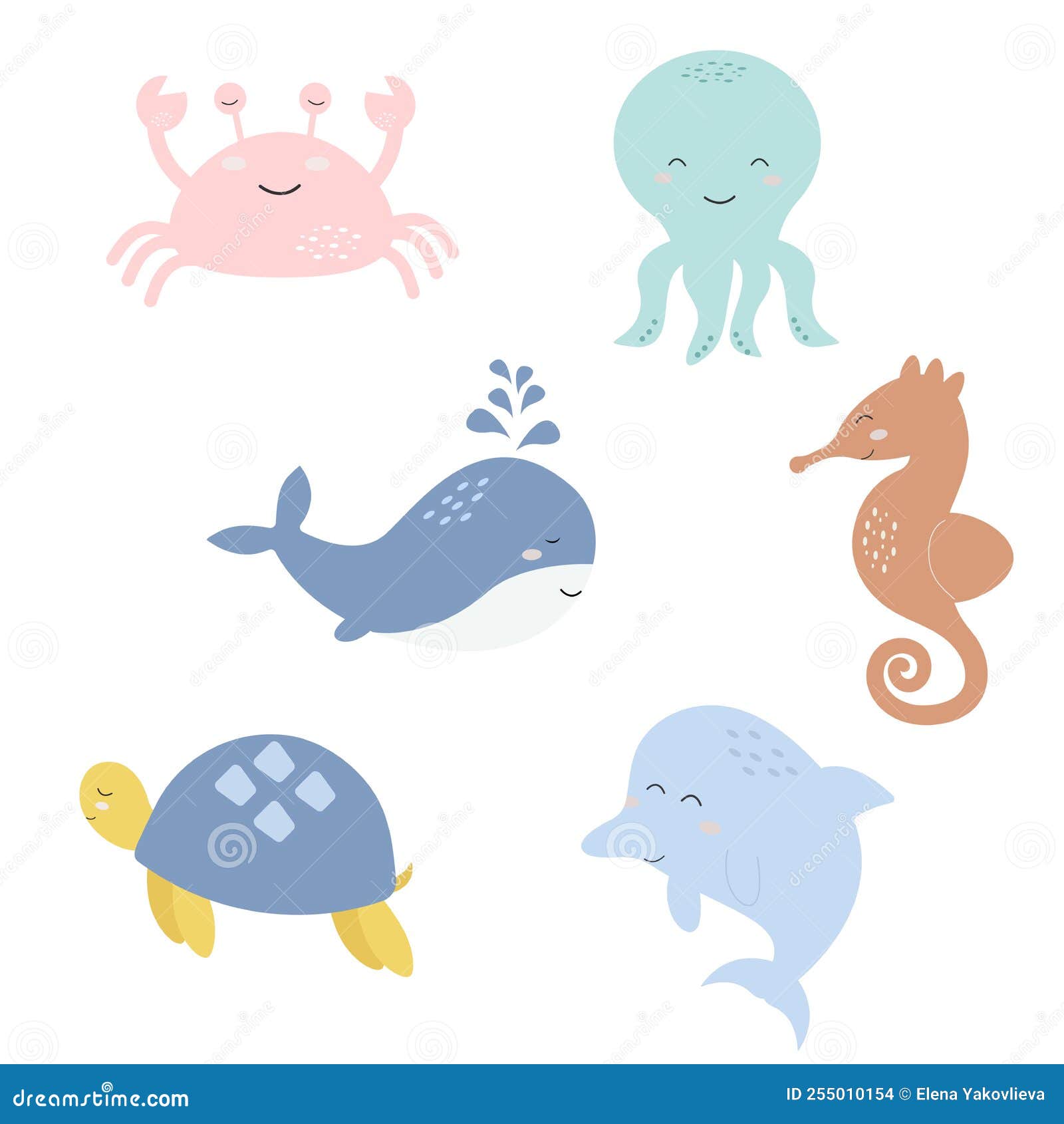 Sea Animals in Boho Style. Vector Illustration Stock Vector ...