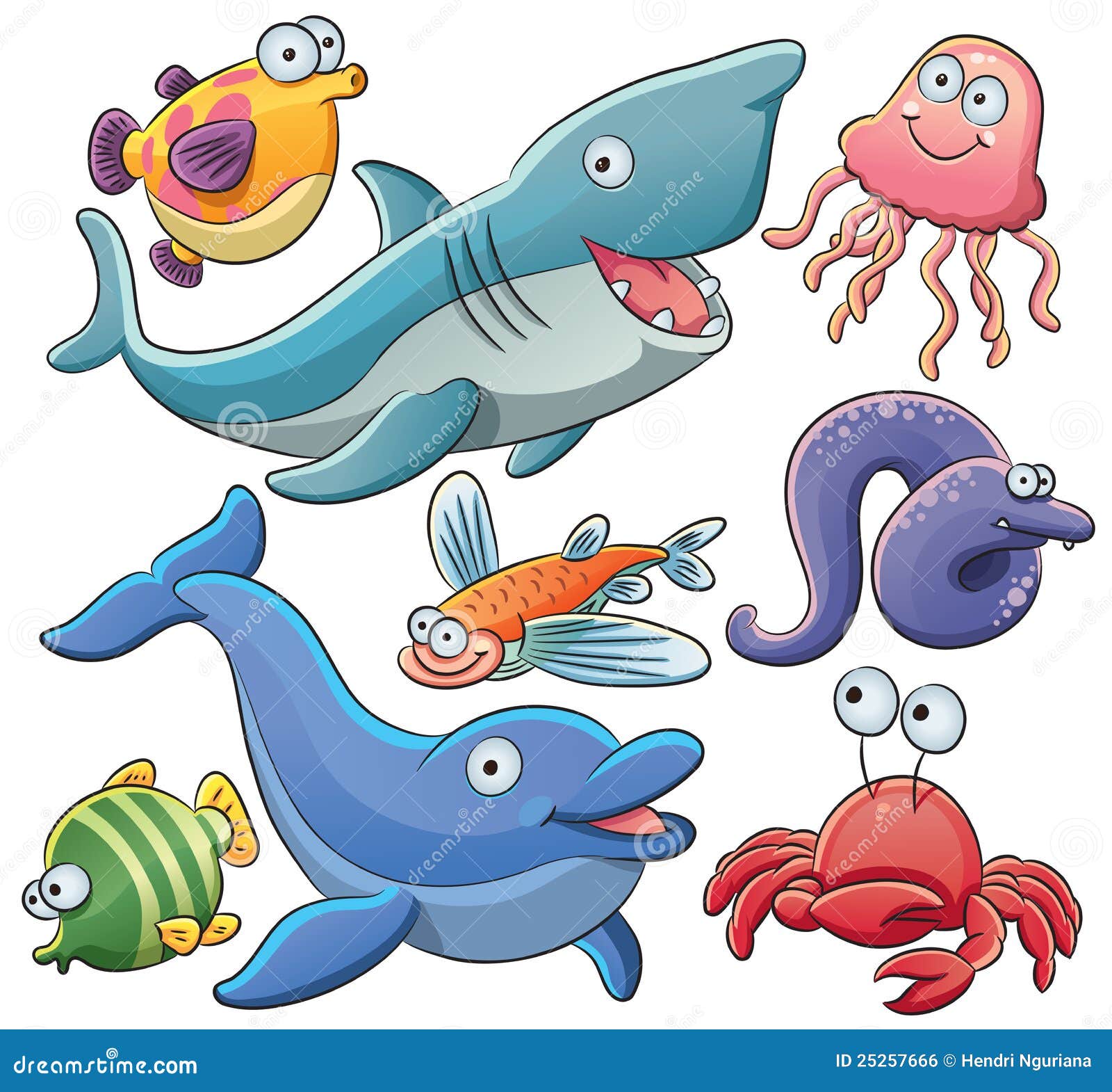 Sea Animals Collection stock vector. Illustration of cheerful - 25257666