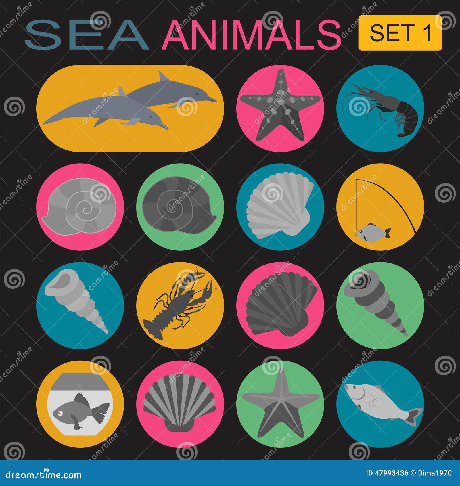 Sea animals icon stock vector. Illustration of infographic - 47993436