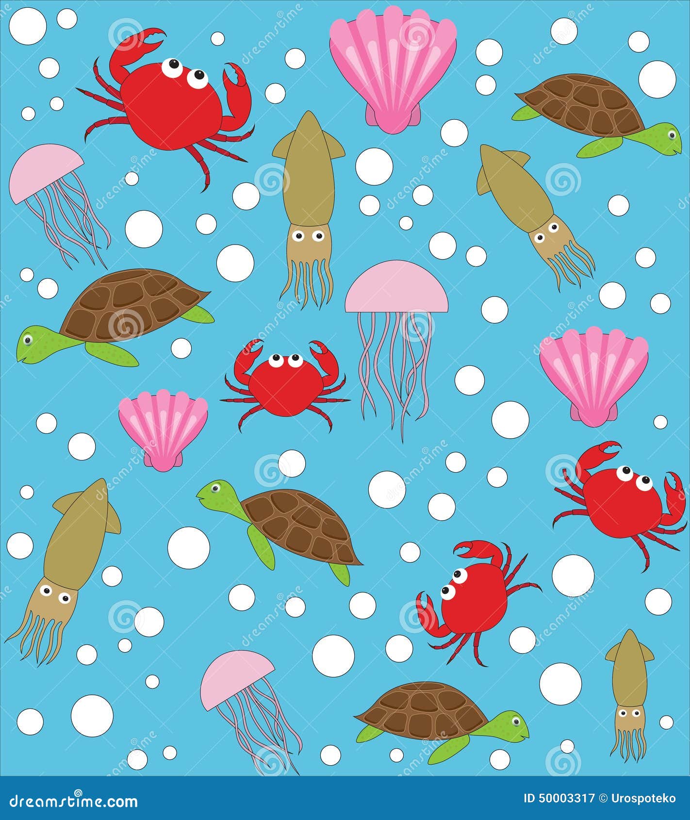 Sea Animals Vector Pattern | CartoonDealer.com #50003317