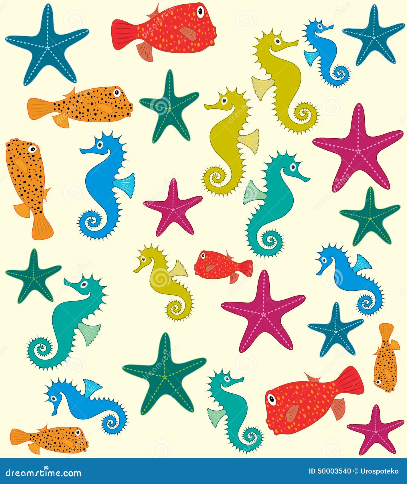 Sea animals vector pattern stock vector. Illustration of pastel - 50003540
