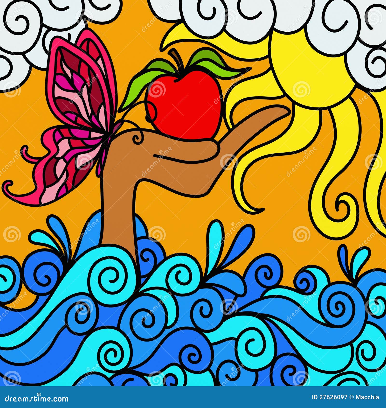 Sea and apple stock illustration. Illustration of nature - 27626097