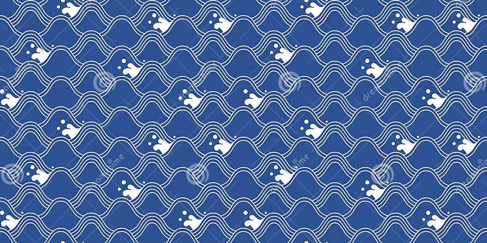 Sea Asian Wave Pattern, Seamless Vector. Stock Illustration ...