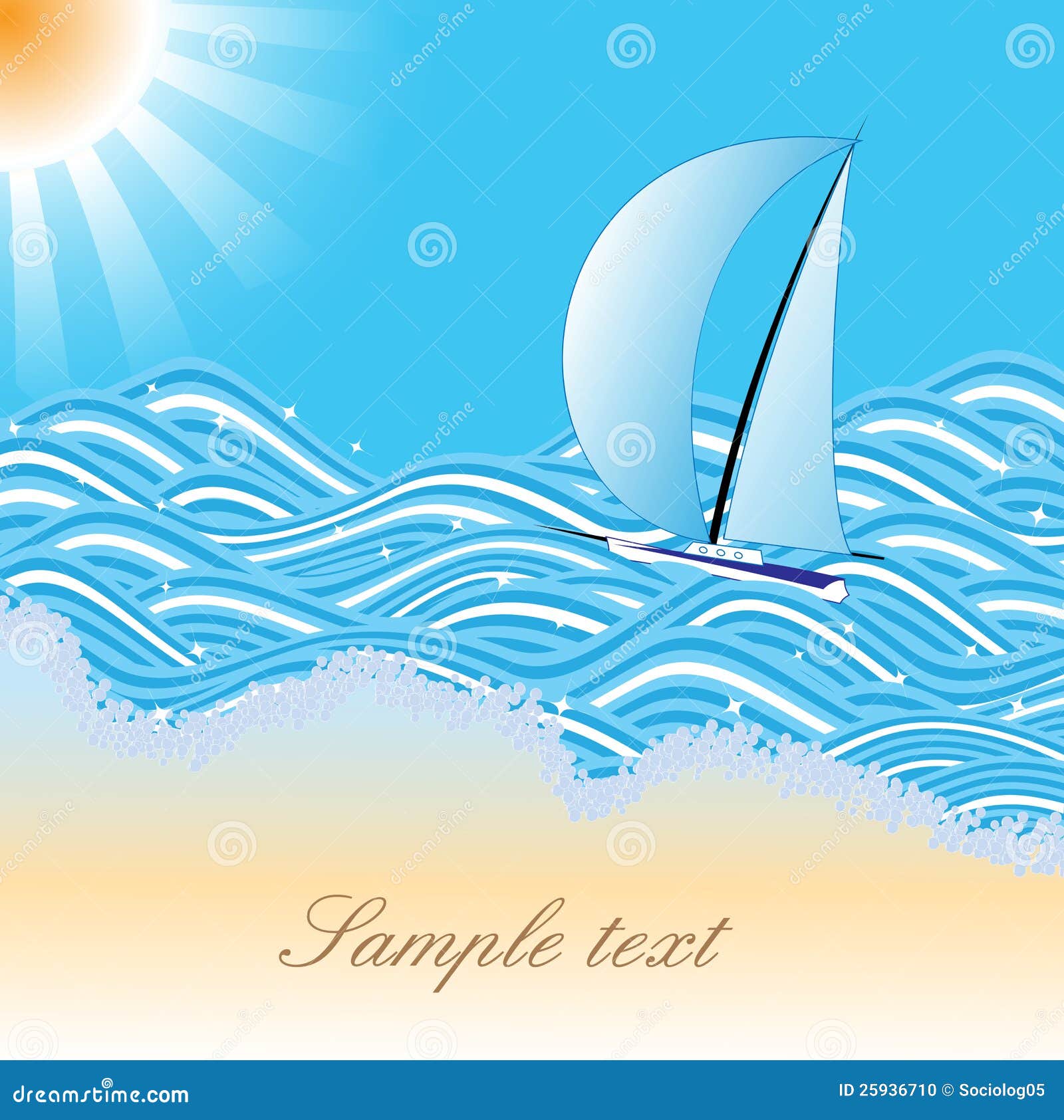 Sea banner with yacht stock vector. Illustration of landscape - 25936710