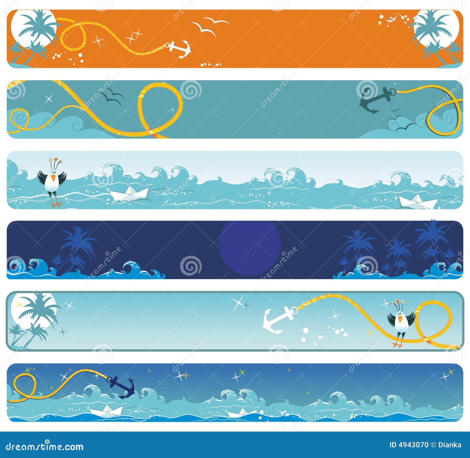 Sea banners stock vector. Illustration of rope, style - 4943070