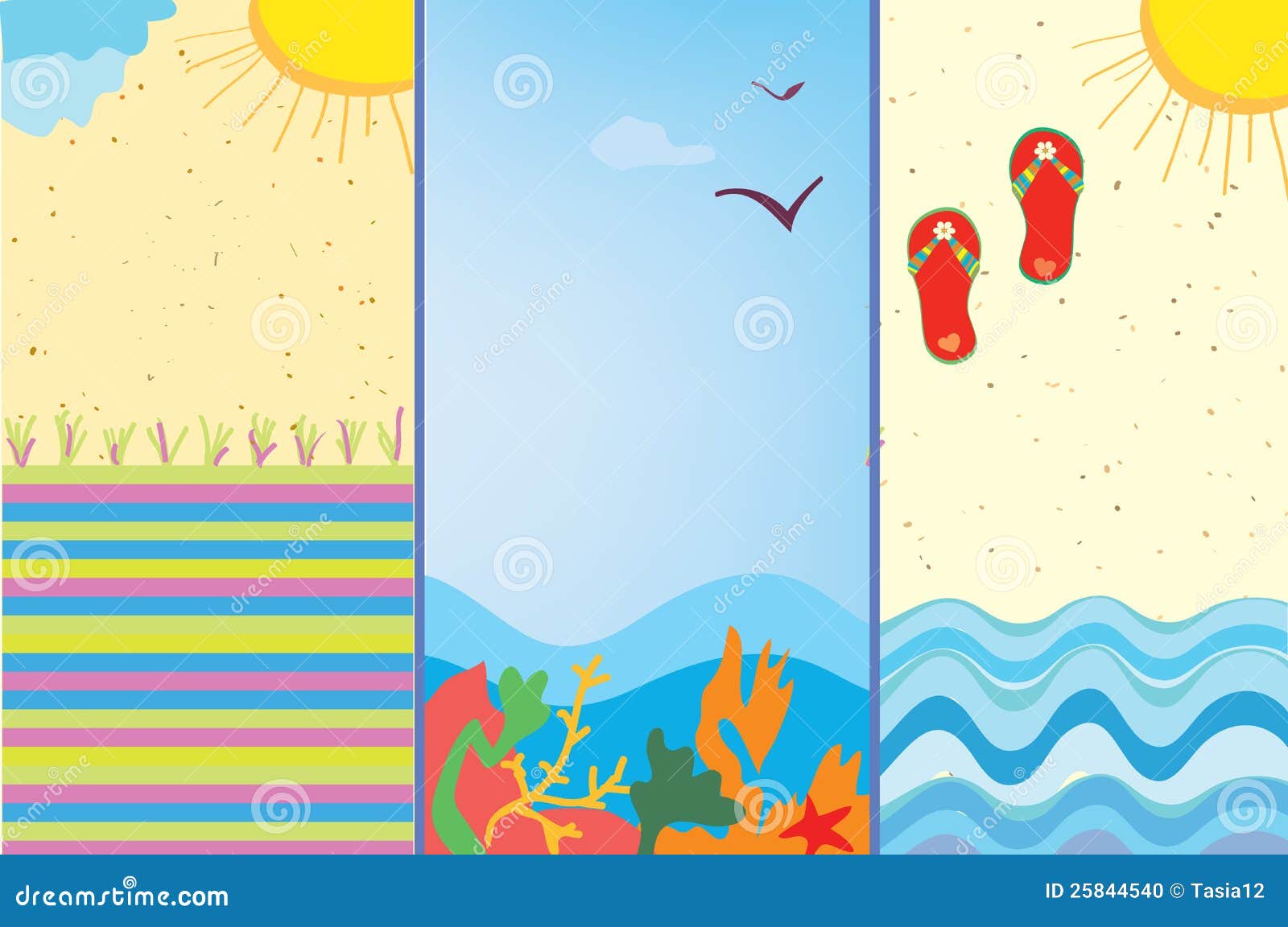 Sea banners cartoons stock vector. Illustration of algae - 25844540