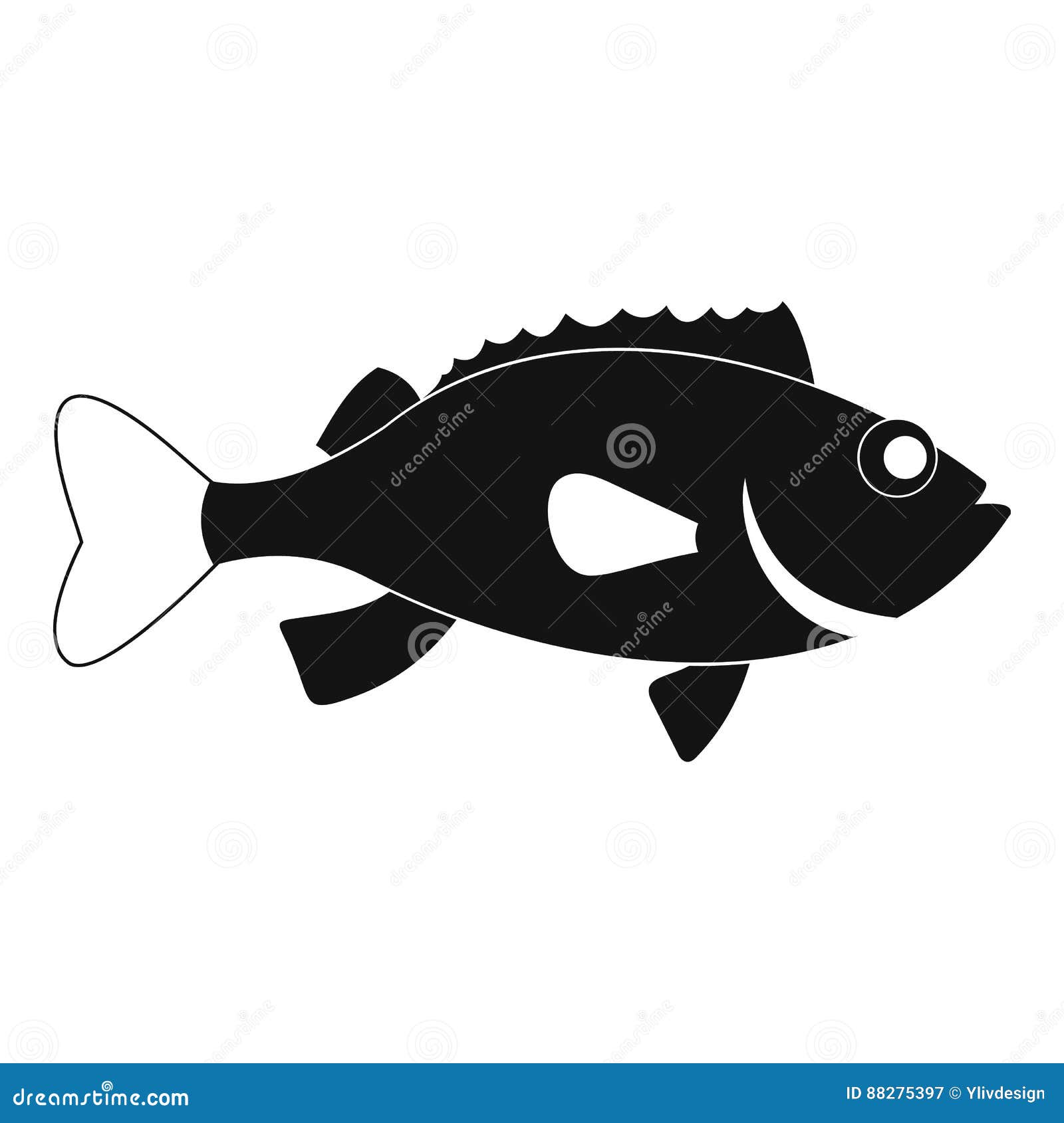 Sea Bass Fish Icon, Simple Style Cartoon Vector | CartoonDealer.com ...