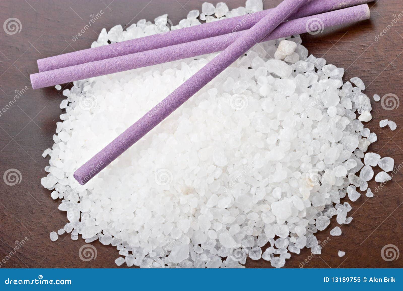 Sea Bath Salt with Lavender Sticks Spa Objects Stock Image - Image of ...