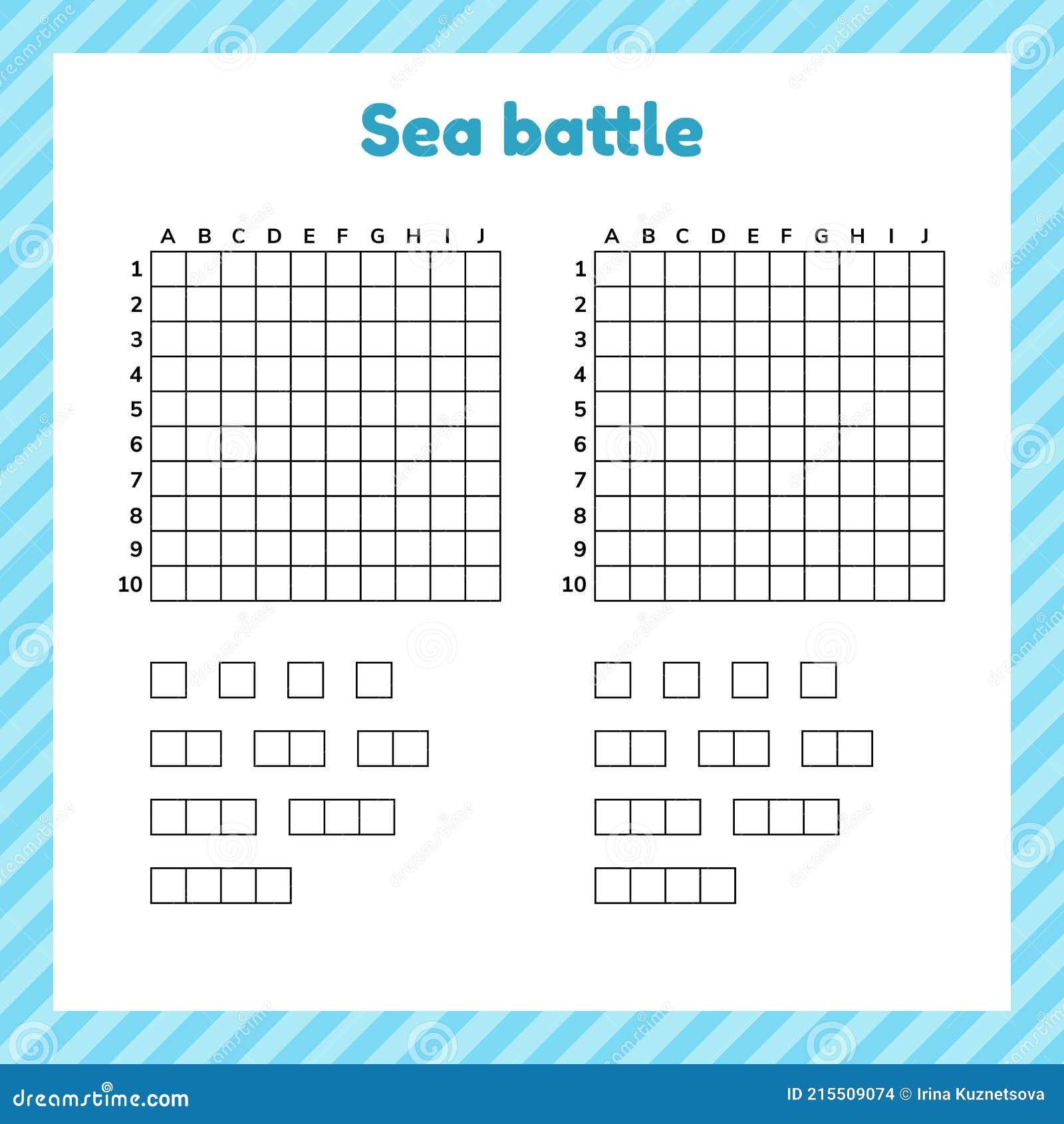 Sea Battle. Template Page with Form and Elements for Battleship Stock ...