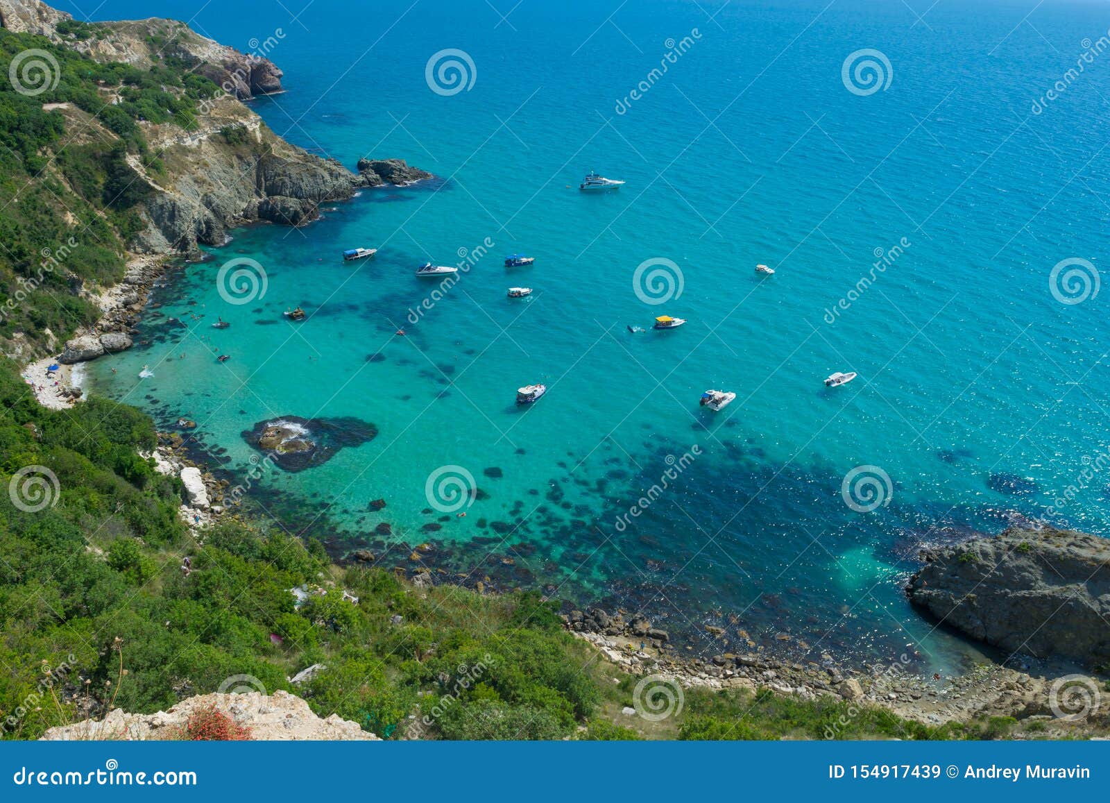 Sea bay with boats stock image. Image of scenic, tropical - 154917439