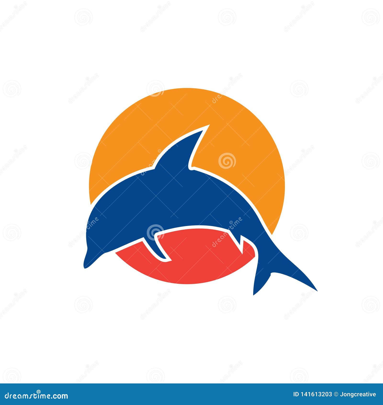 Sea Bay Jumping Dolphin Sunset Symbol Template Stock Vector ...