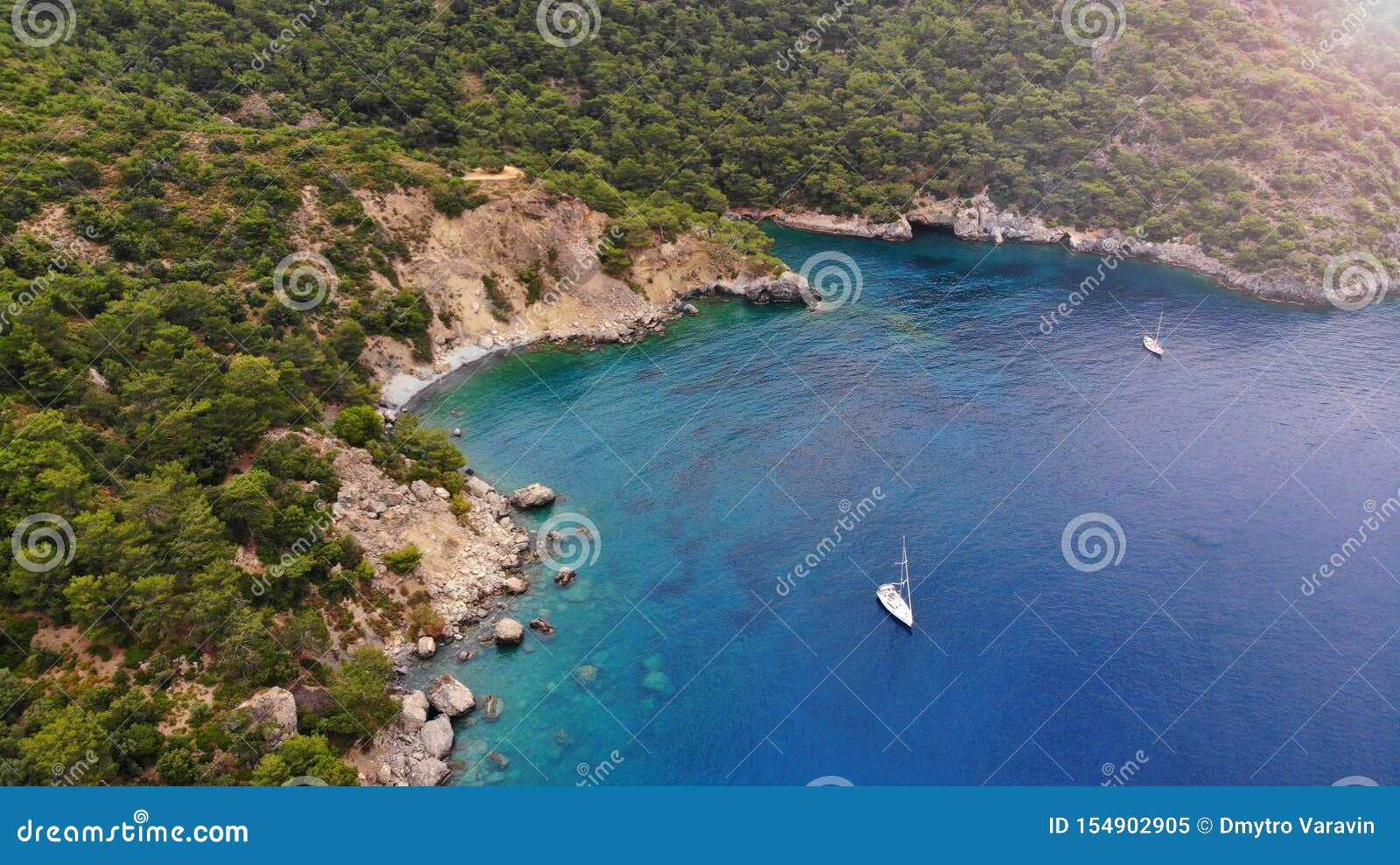 Sea Bay with Ships. Aerial View from Drone Stock Image - Image of beach ...