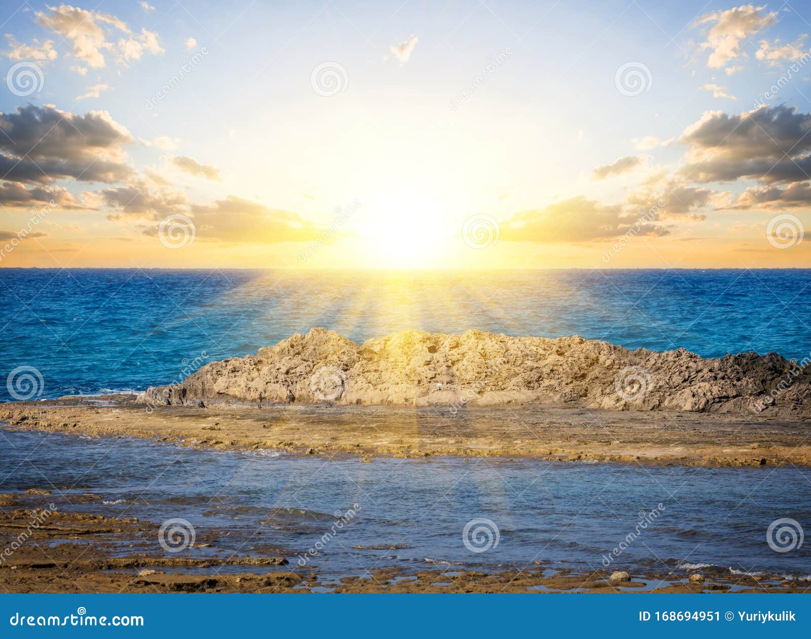 Sea bay with small island stock image. Image of scenic - 168694951