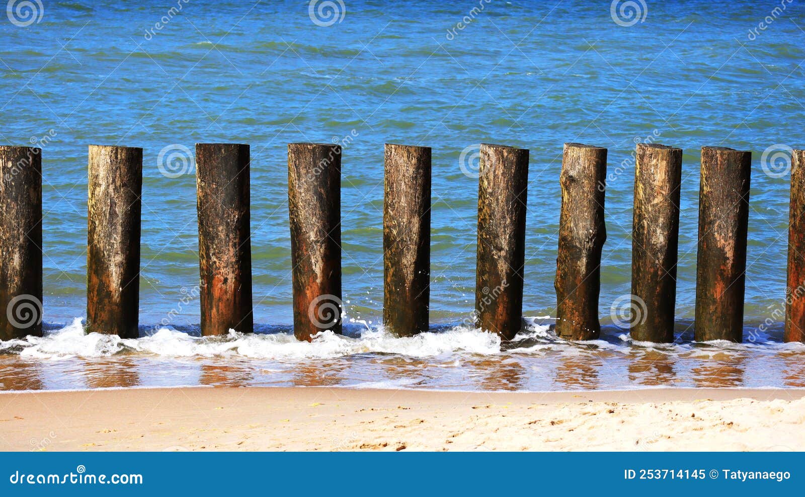 Sea beach barriers stock image. Image of season, water - 253714145