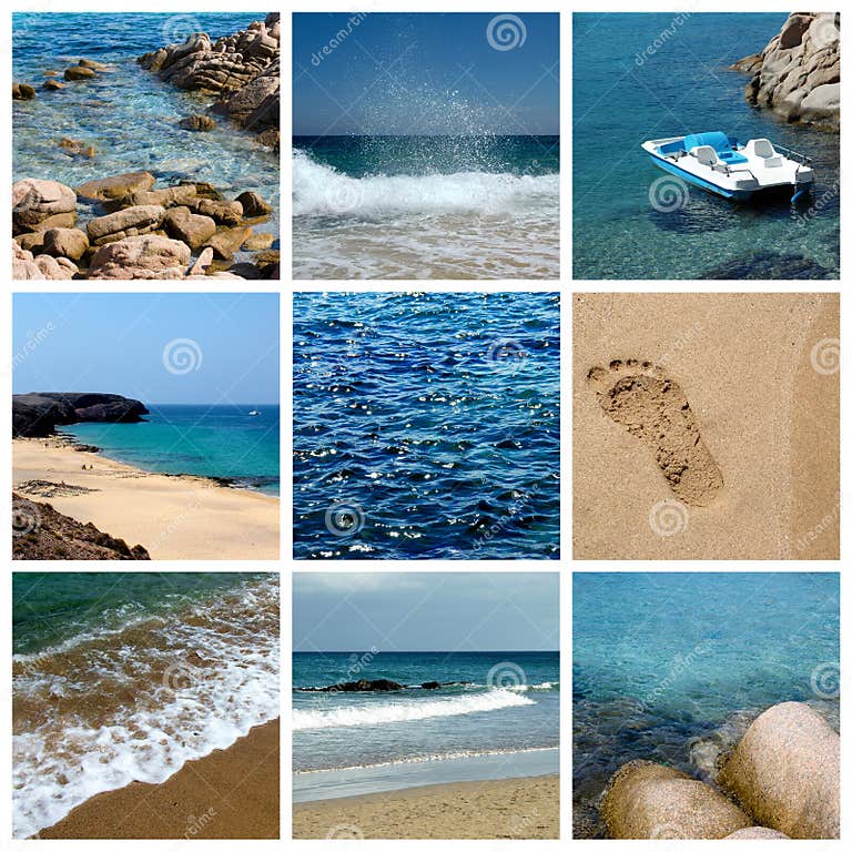Sea and beach collage stock photo. Image of calm, colorful - 9493034