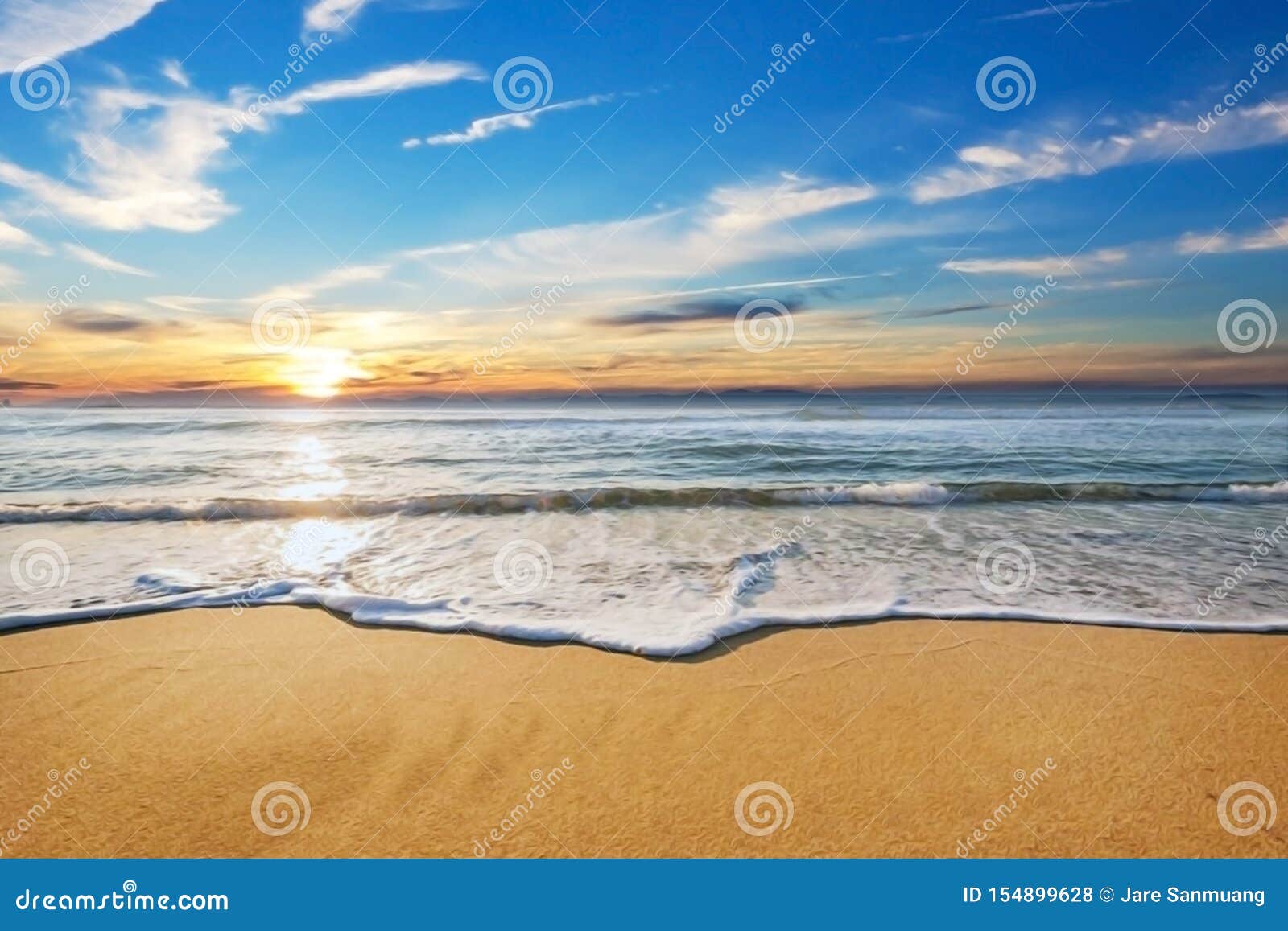 Sea Beach with Evening Sunshine. Stock Photo - Image of cloud ...